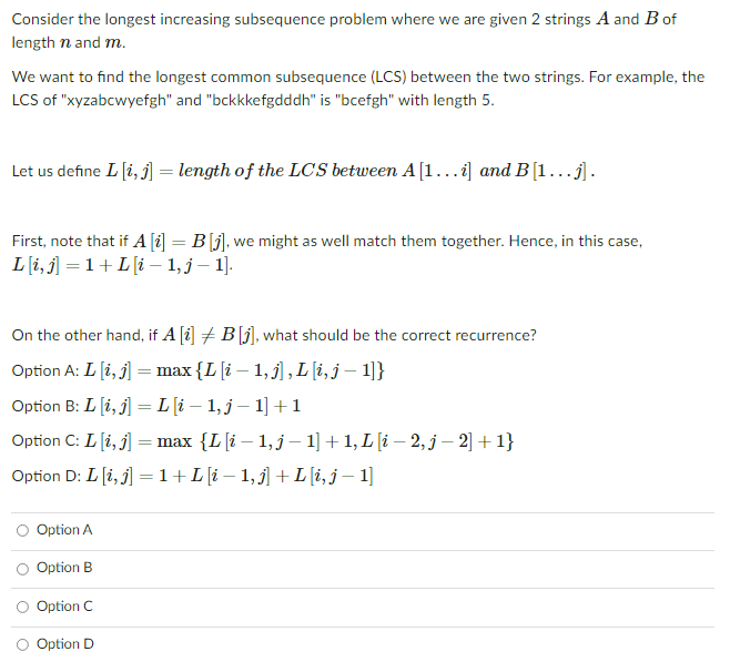 Solved Consider The Longest Increasing Subsequence Problem Chegg