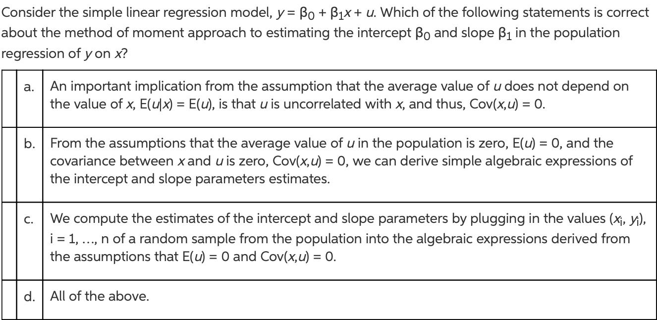 Solved Consider the simple linear regression model, y = Bo + | Chegg.com