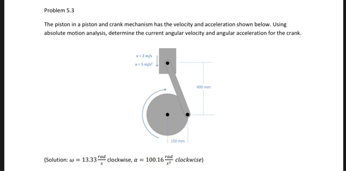 Solved Problem 5.3 The piston in a piston and crank | Chegg.com