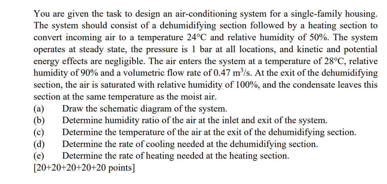 Solved You are given the task to design an air-conditioning | Chegg.com