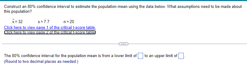 Solved Construct an 80% confidence interval to estimate the | Chegg.com