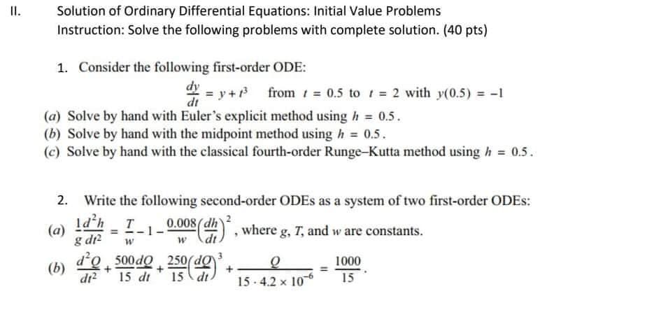 Solved Solution of Ordinary Differential Equations: Initial | Chegg.com