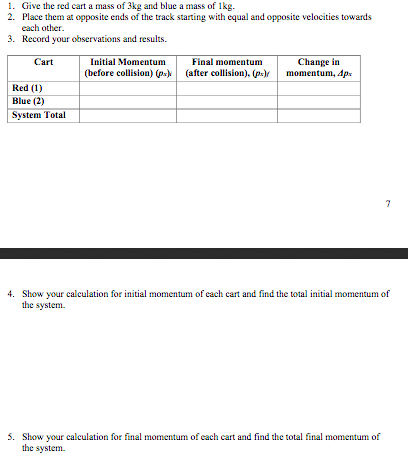 Solved reset Collision Carts start Initial Velocity 0 LE 5 | Chegg.com
