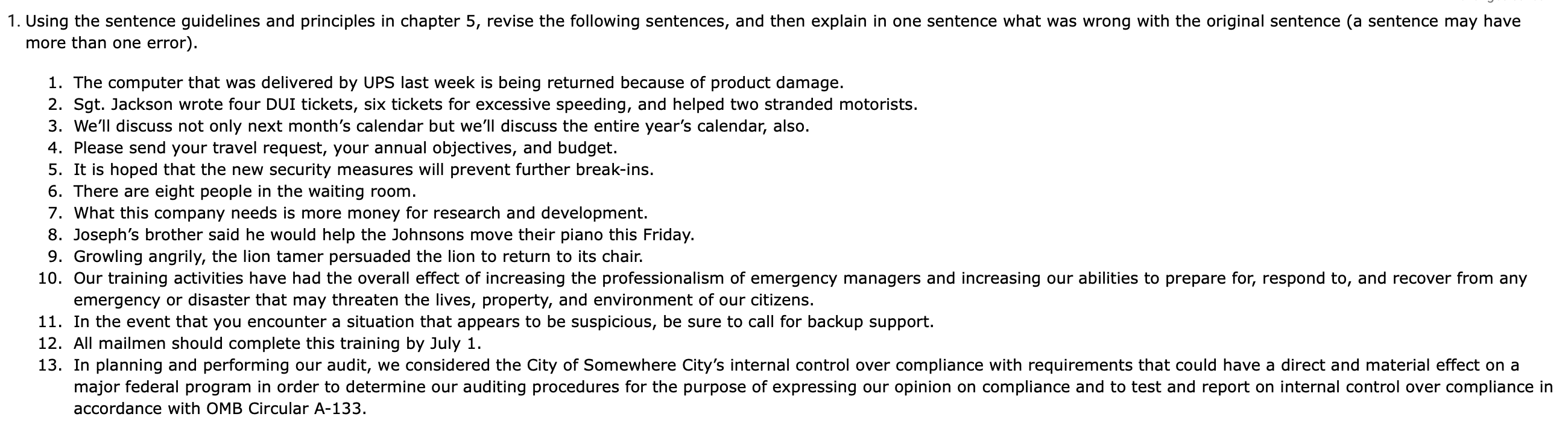 1. Using the sentence guidelines and principles in | Chegg.com