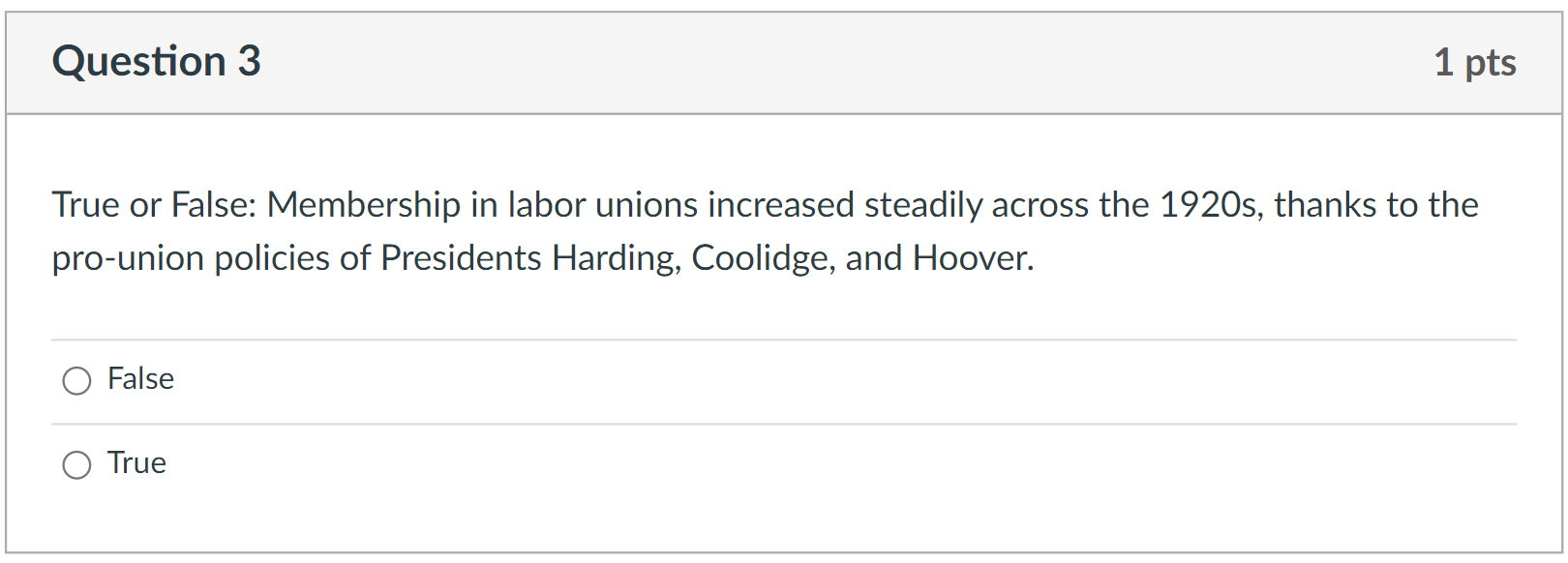 True or False: Membership in labor unions increased | Chegg.com