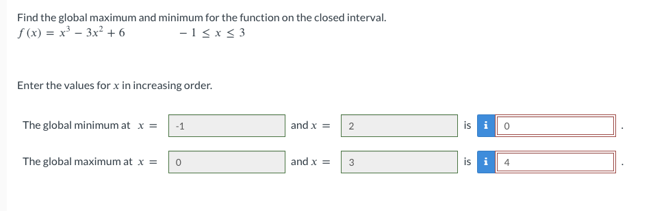 Solved Find The Global Maximum And Minimum For The Function 
