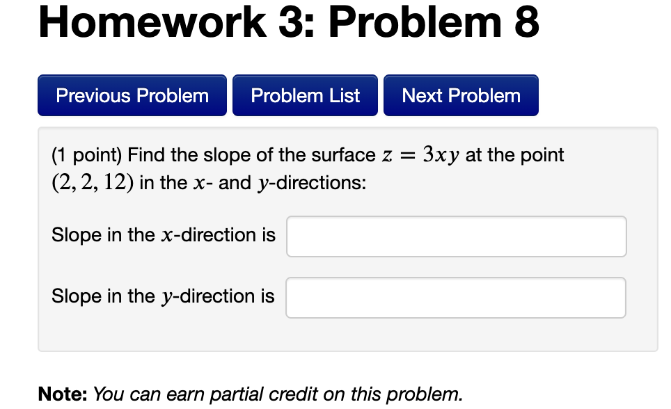 Solved Homework 3 Problem 8 Previous Problem Problem List 8466