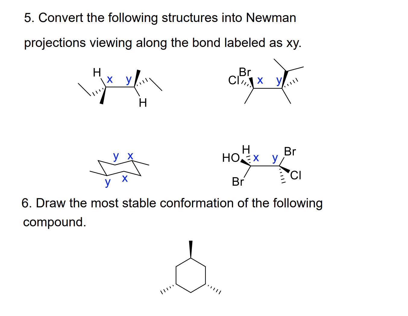 Solved 5. Convert the following structures into Newman | Chegg.com