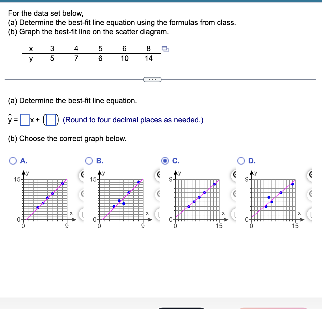 Solved For the data set below, (a) Determine the best-fit | Chegg.com