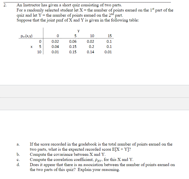 Solved An Instructor has given a short quiz consisting of | Chegg.com