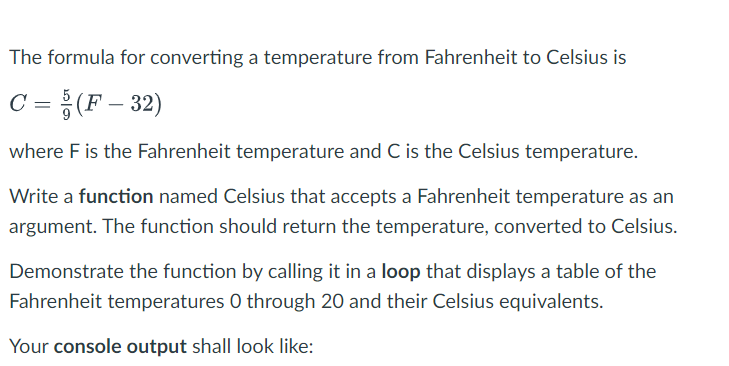 Solved The formula for converting a temperature from | Chegg.com