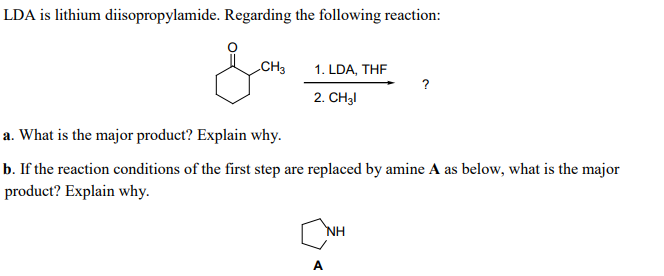 Solved LDA is lithium diisopropylamide. Regarding the | Chegg.com