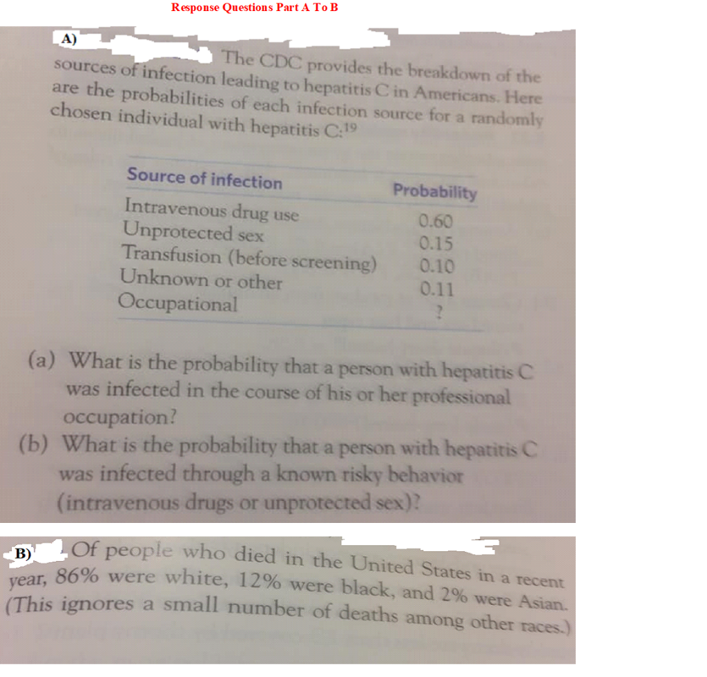 Solved Response Questions Part A ToB A) sources of infection | Chegg.com