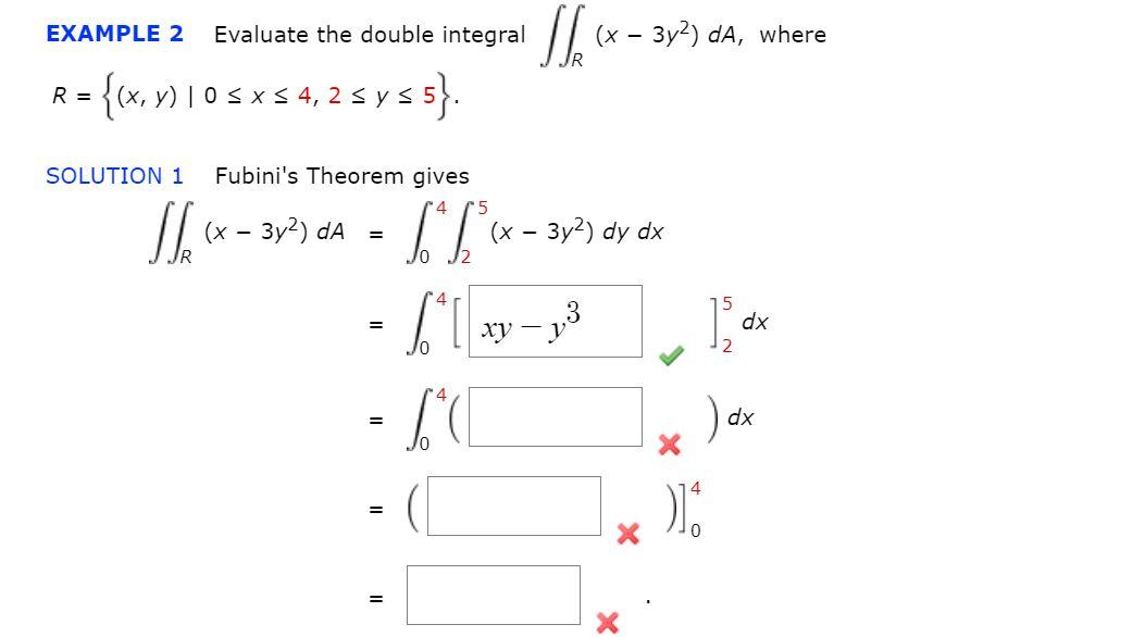 Solved EXAMPLE 2 Evaluate the double integral Whe (x – 3y2) | Chegg.com