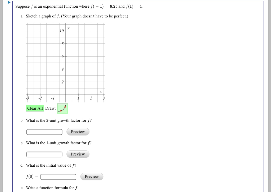 Solved Suppose f is an exponential function where f( - 1) = | Chegg.com