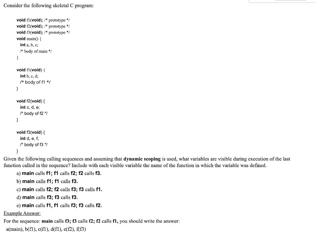 Solved Given the following calling sequences and assuming | Chegg.com