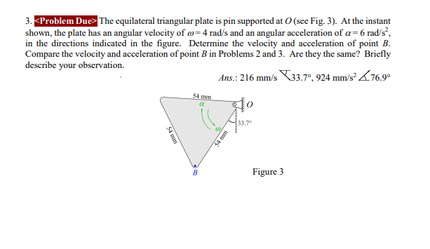 Solved 3. > The equilateral triangular plate is pin | Chegg.com