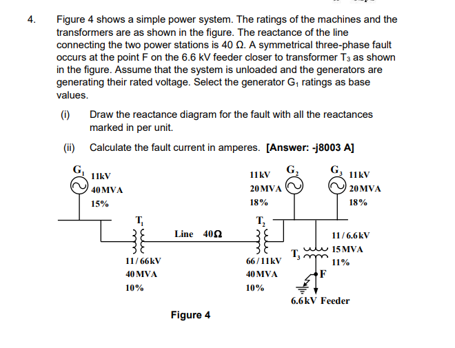 Solved Figure 4 shows a simple power system. The ratings of | Chegg.com
