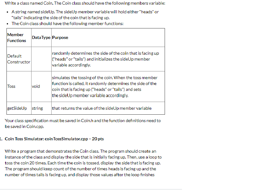 Solved Write A Class Named Coin The Coin Class Should Have