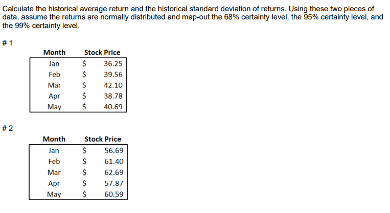 Calculate the historical average return and the | Chegg.com