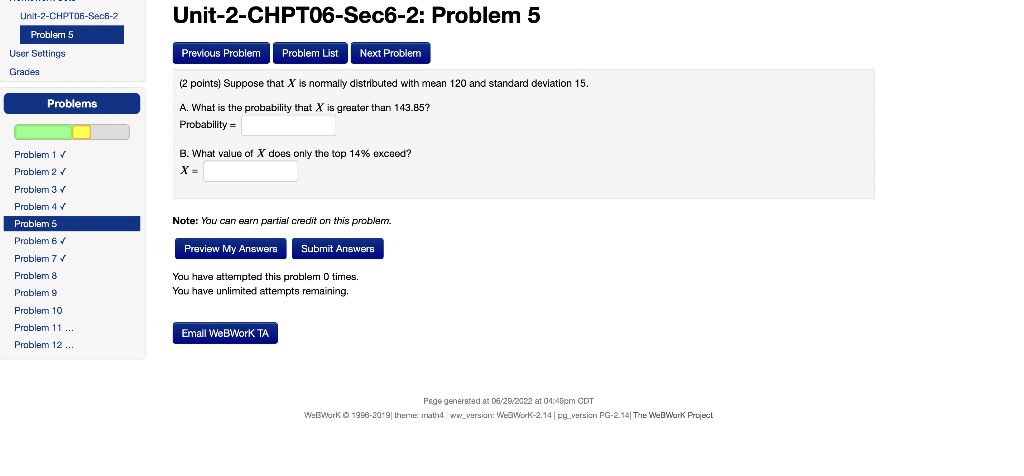 Solved Unit-2-CHPT06-Sec6-2 Problem 5 User Settings Grades | Chegg.com