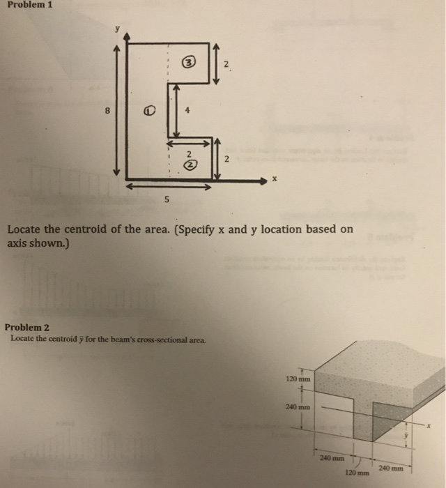 Solved Two problems, locating the centroid of the area | Chegg.com