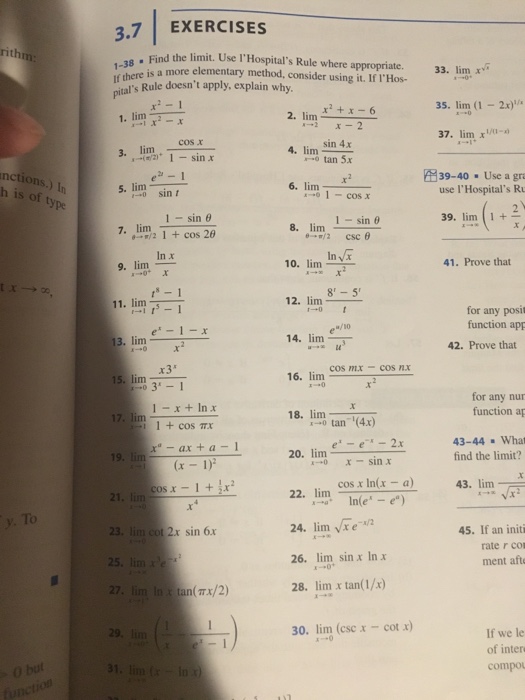 Solved Find the limit. Use l'Hospital's Rule where | Chegg.com
