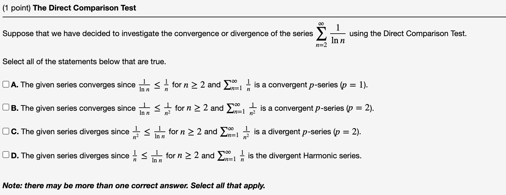 Solved (1 point) The Direct Comparison Test 00 Suppose that | Chegg.com