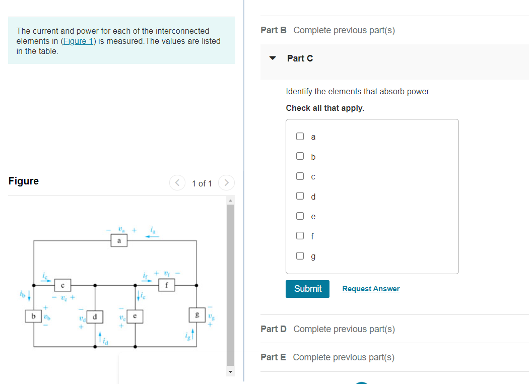 Solved The current and power for each of the interconnected | Chegg.com
