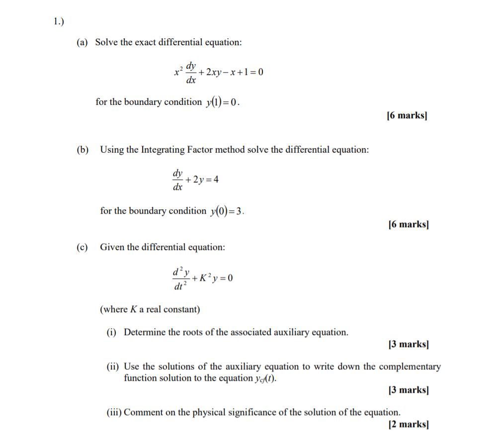 Solved 1.) (a) Solve the exact differential equation: ? dy + | Chegg.com