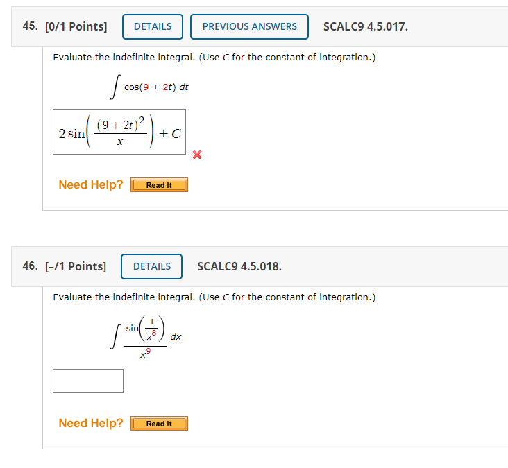 Solved 45. [0/1 Points) DETAILS PREVIOUS ANSWERS SCALC9 | Chegg.com