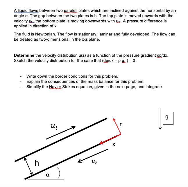Solved A liquid flows between two paralell plates which are | Chegg.com