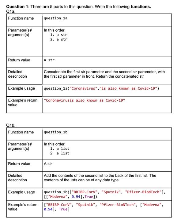 Solved Question 1: There are 5 parts to this question. Write | Chegg.com