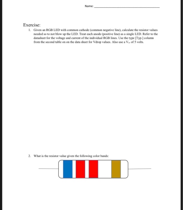 Solved OHM's Law Worksheet Ohm's law V-IR V- voltage, unit | Chegg.com