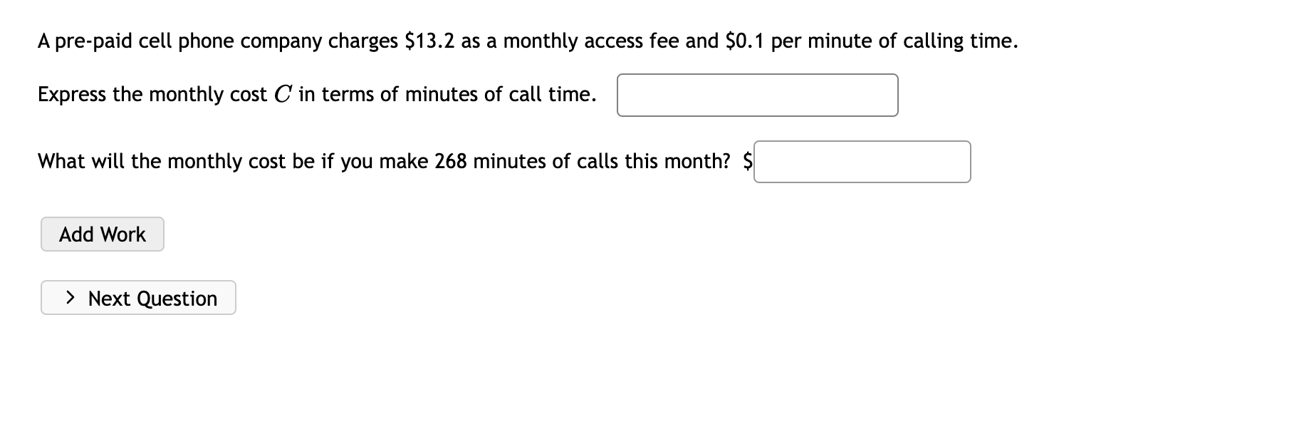 Solved A pre-paid cell phone company charges $13.2 as a | Chegg.com