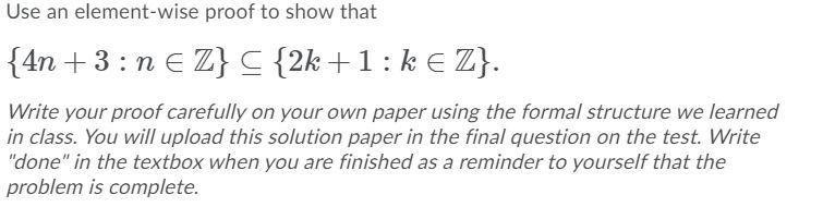 Solved Use an element-wise proof to show that {4n +3:n e Z} | Chegg.com