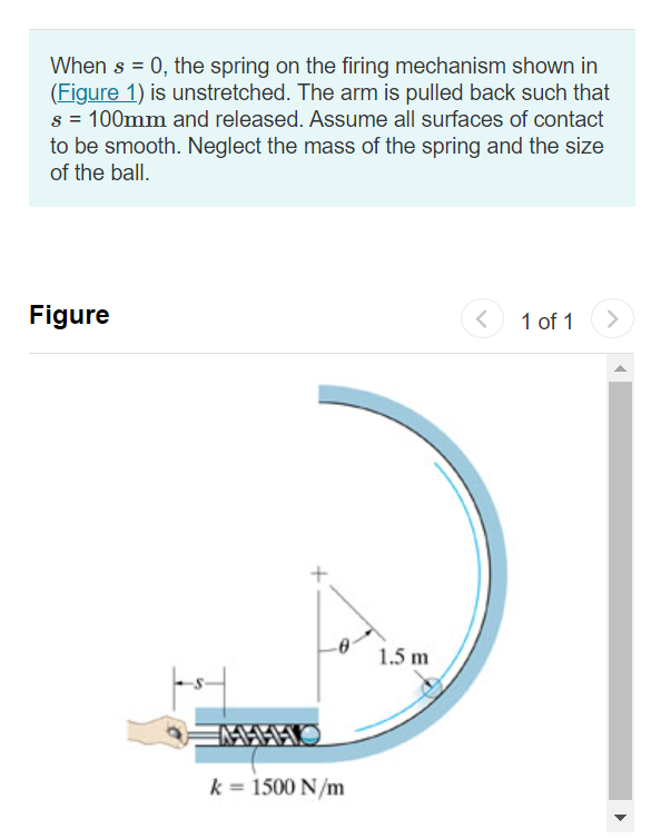 Solved When s = 0, the spring on the firing mechanism shown | Chegg.com