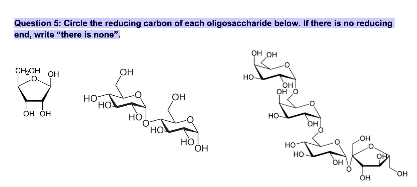 Solved Question 5: Circle the reducing carbon of each | Chegg.com