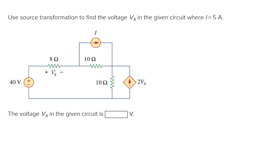 Solved Use source transformation to find the voltage Vx in | Chegg.com