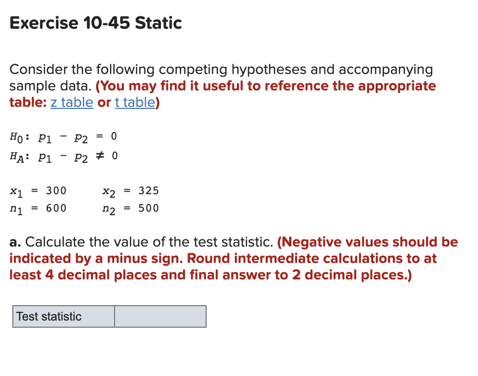 Solved Exercise 10-45 Static Consider the following | Chegg.com