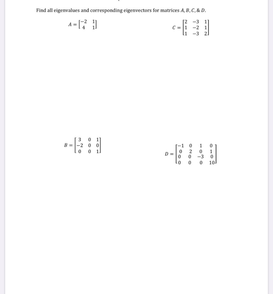 Solved Find all eigenvalues and corresponding eigenvectors | Chegg.com