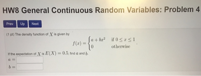 Solved HW8 General Continuous Random Variables: Problem 4 | Chegg.com