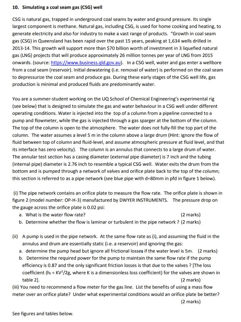 Solved 10. Simulating a coal seam gas (CSG) well CSG is | Chegg.com