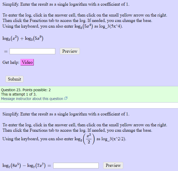 Solved Simplify. Enter the result as a single logarithm with | Chegg.com