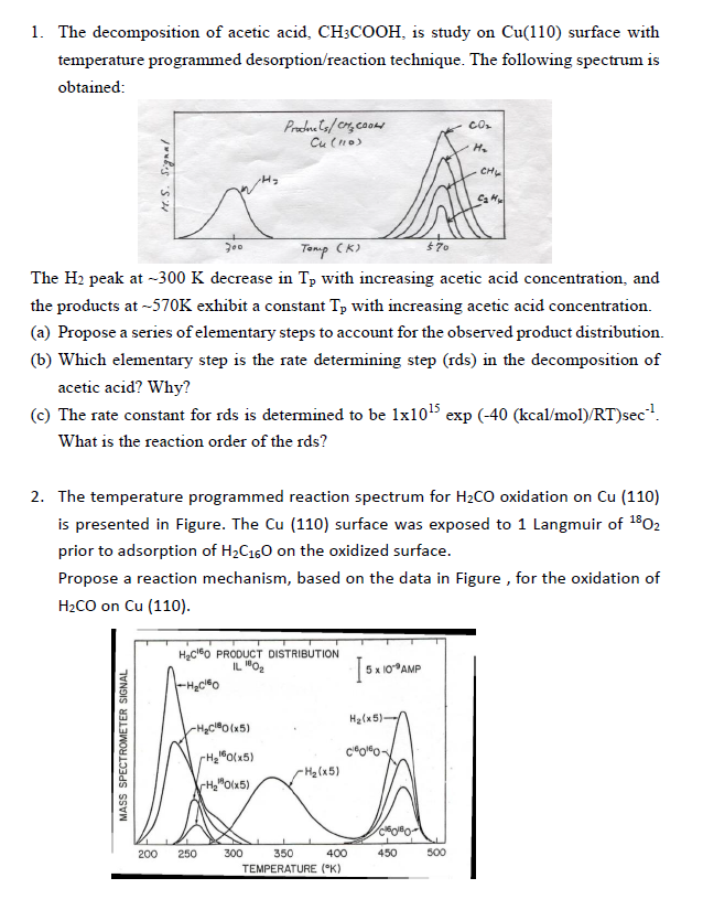 1. The decomposition of acetic acid, CH3COOH, is | Chegg.com