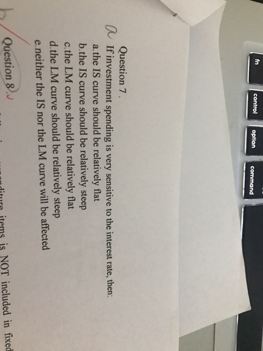 Solved control option command fn Question 7 If investment | Chegg.com