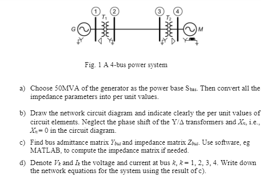 Solved 2. Consider the 4-bus power system shown in Fig. 1. | Chegg.com