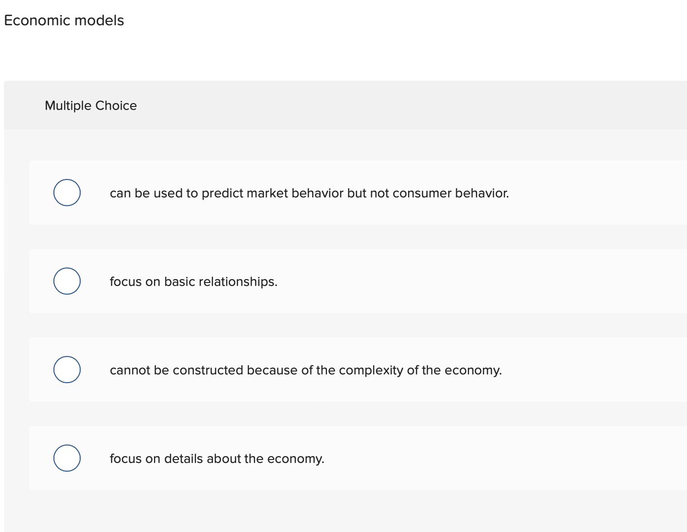 Solved Economic modelsMultiple Choicecan be used to predict | Chegg.com