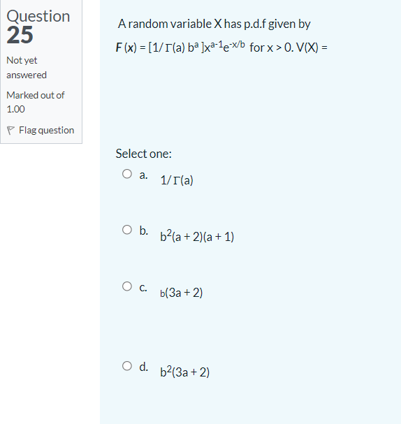 Solved A random variable Xhas p.d.f given by F(x) = (1/1(a) | Chegg.com
