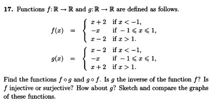 Solved 17. Functions f: RR and g: R → R are defined as | Chegg.com